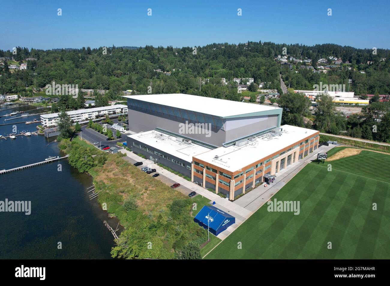 An aerial view of the Virginia Mason Athletic Center, Wednesday, July ...