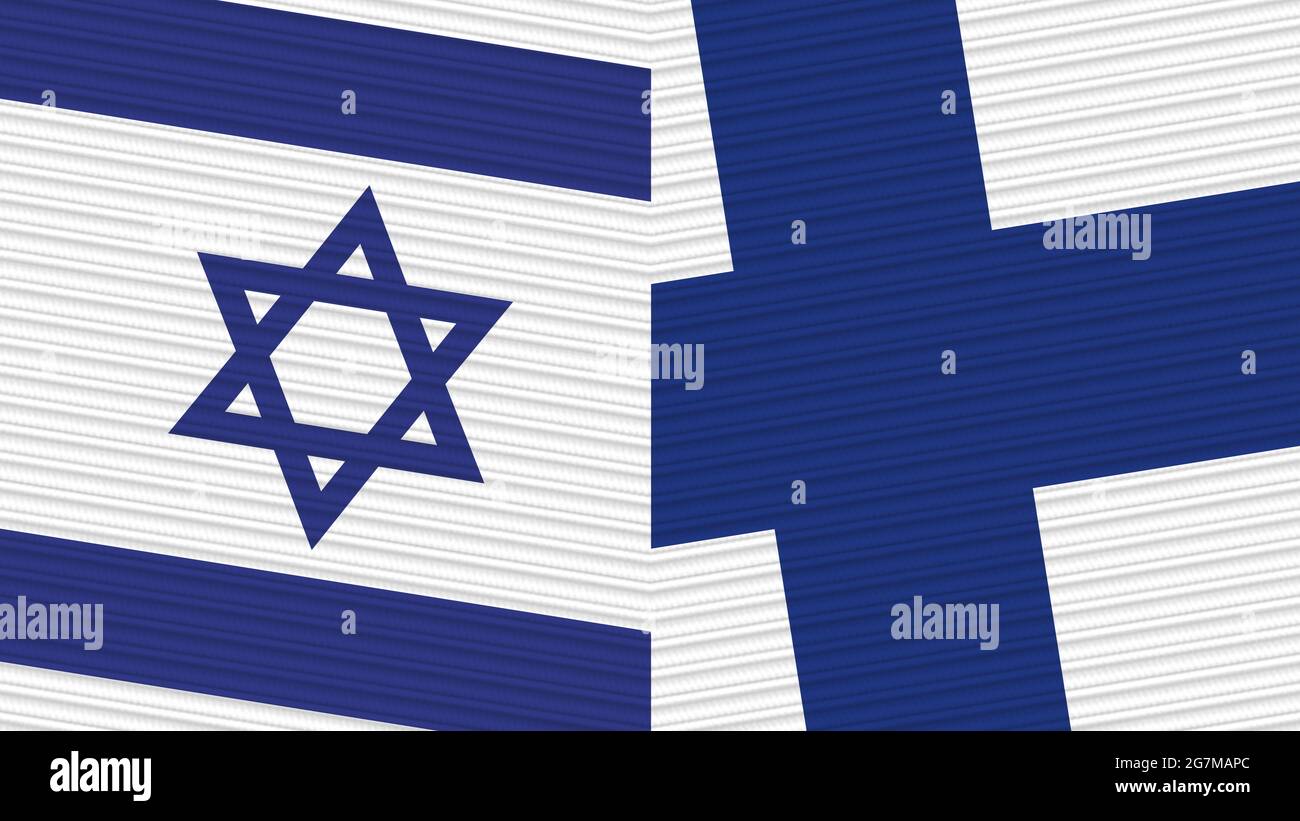 Finland and Israel Two Half Flags Together Fabric Texture Illustration ...