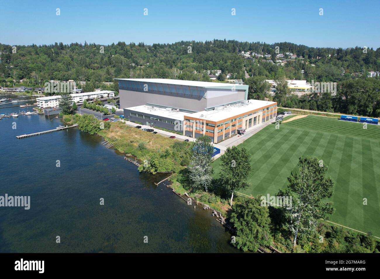 An aerial view of the Virginia Mason Athletic Center, Wednesday, July ...