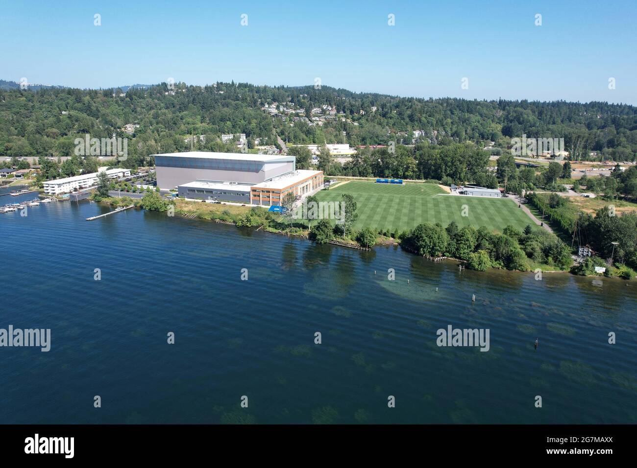 An aerial view of the Virginia Mason Athletic Center, Wednesday, July ...