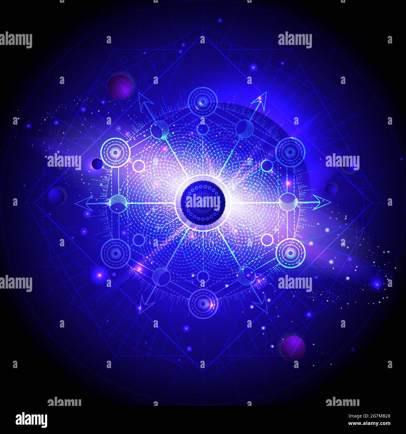 Vector illustration of Sacred geometric symbol against the space ...