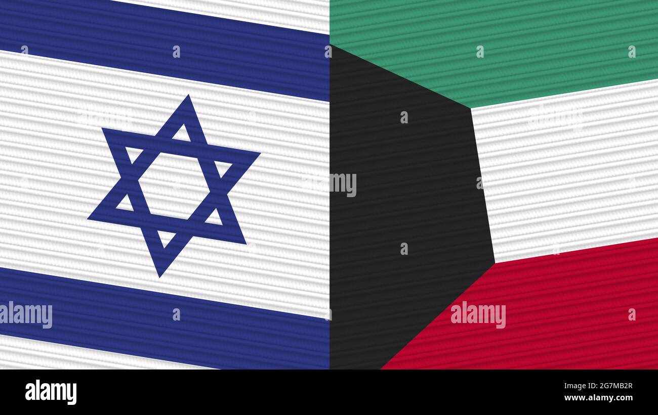 Kuwait and Israel Two Half Flags Together Fabric Texture Illustration ...