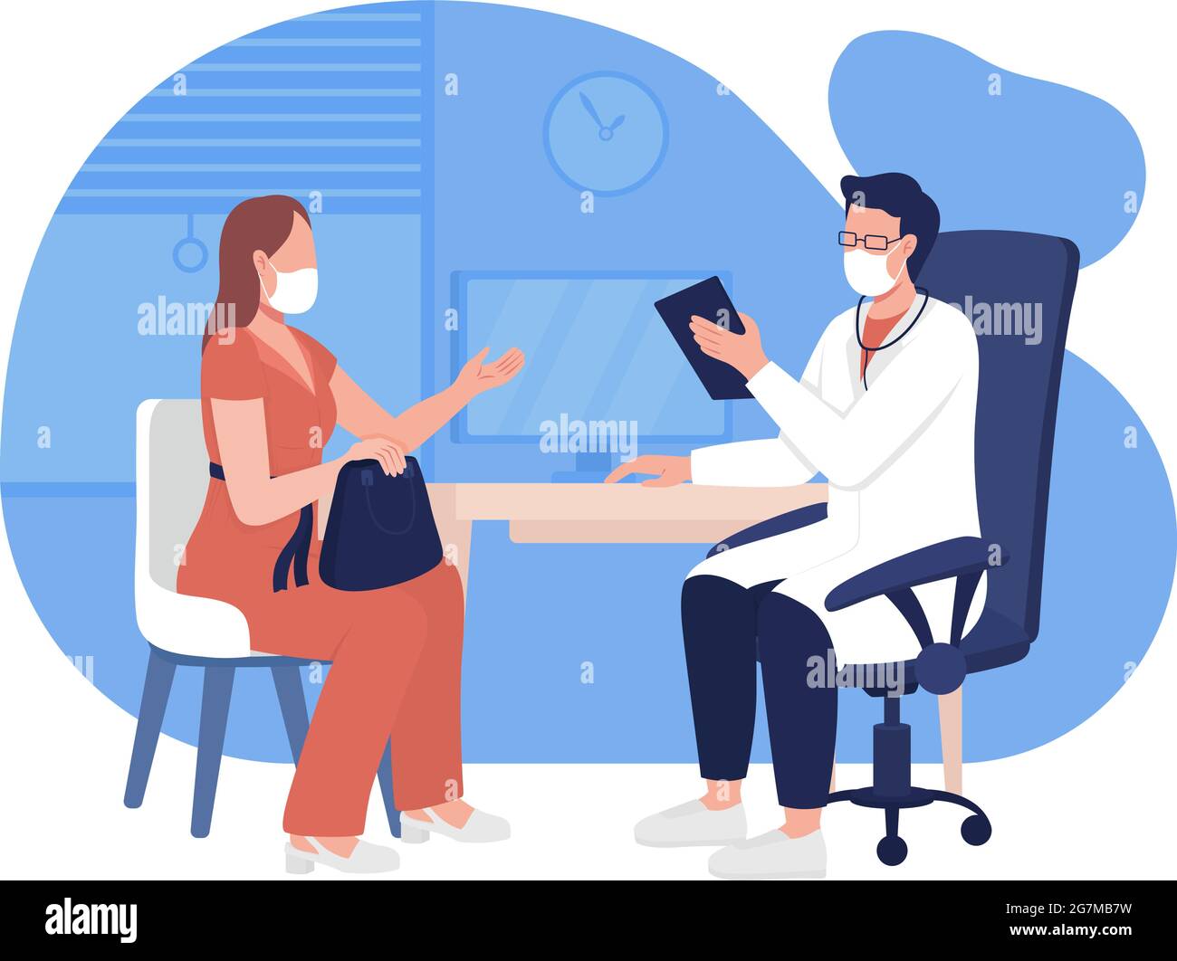 Personal doctor appointment 2D vector isolated illustration Stock ...