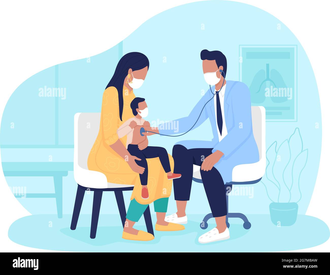 Mom and toddler appointment to doctor 2D vector isolated illustration ...