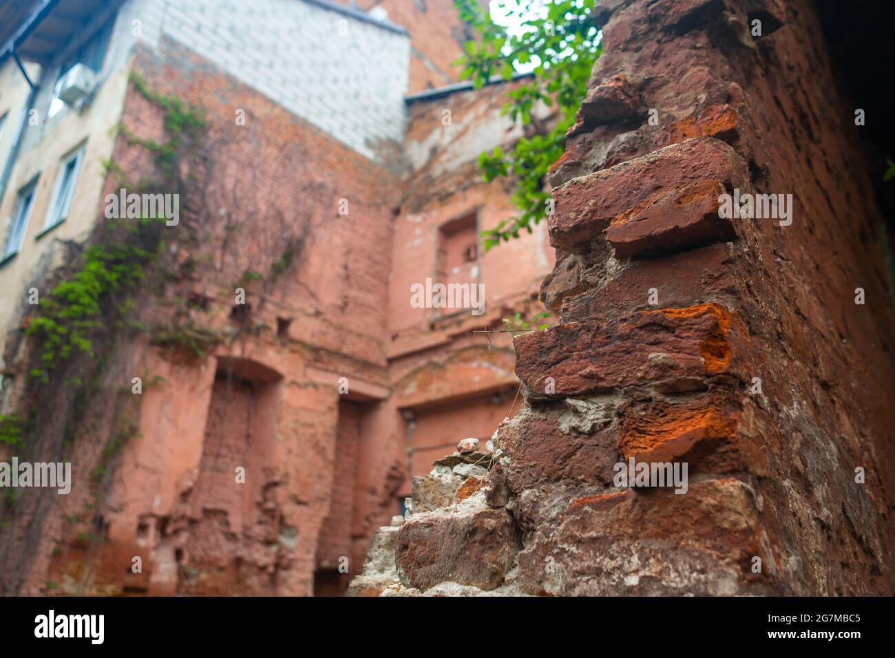 walls of an old ruined red brick building Stock Photo - Alamy