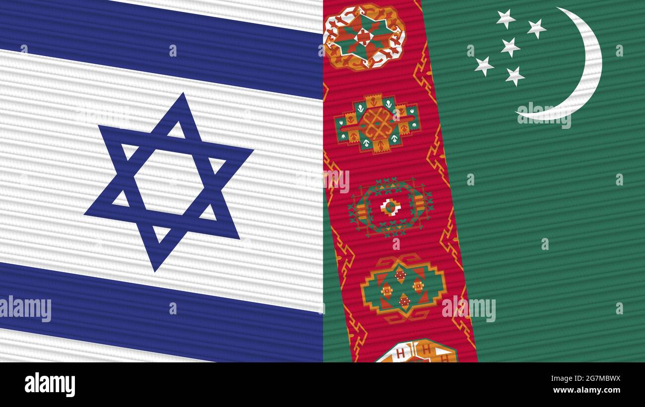 Turkmenistan and Israel Two Half Flags Together Fabric Texture ...