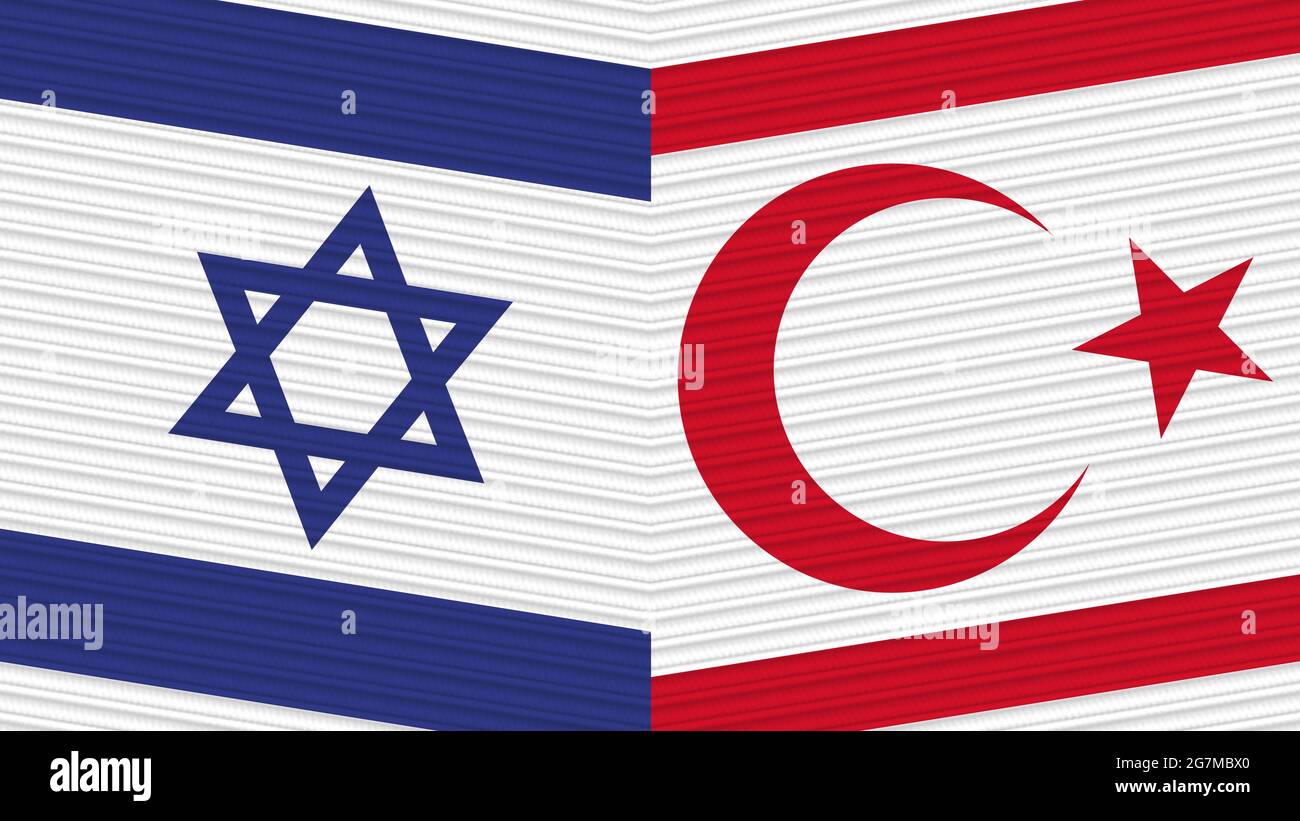 Turkish Republic of Northern Cyprus and Israel Two Half Flags Together ...