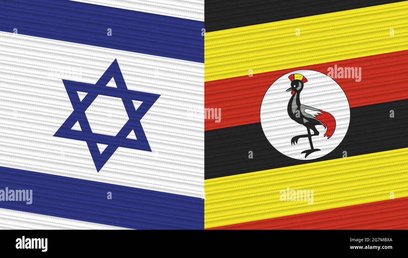Uganda and Israel Two Half Flags Together Fabric Texture Illustration ...