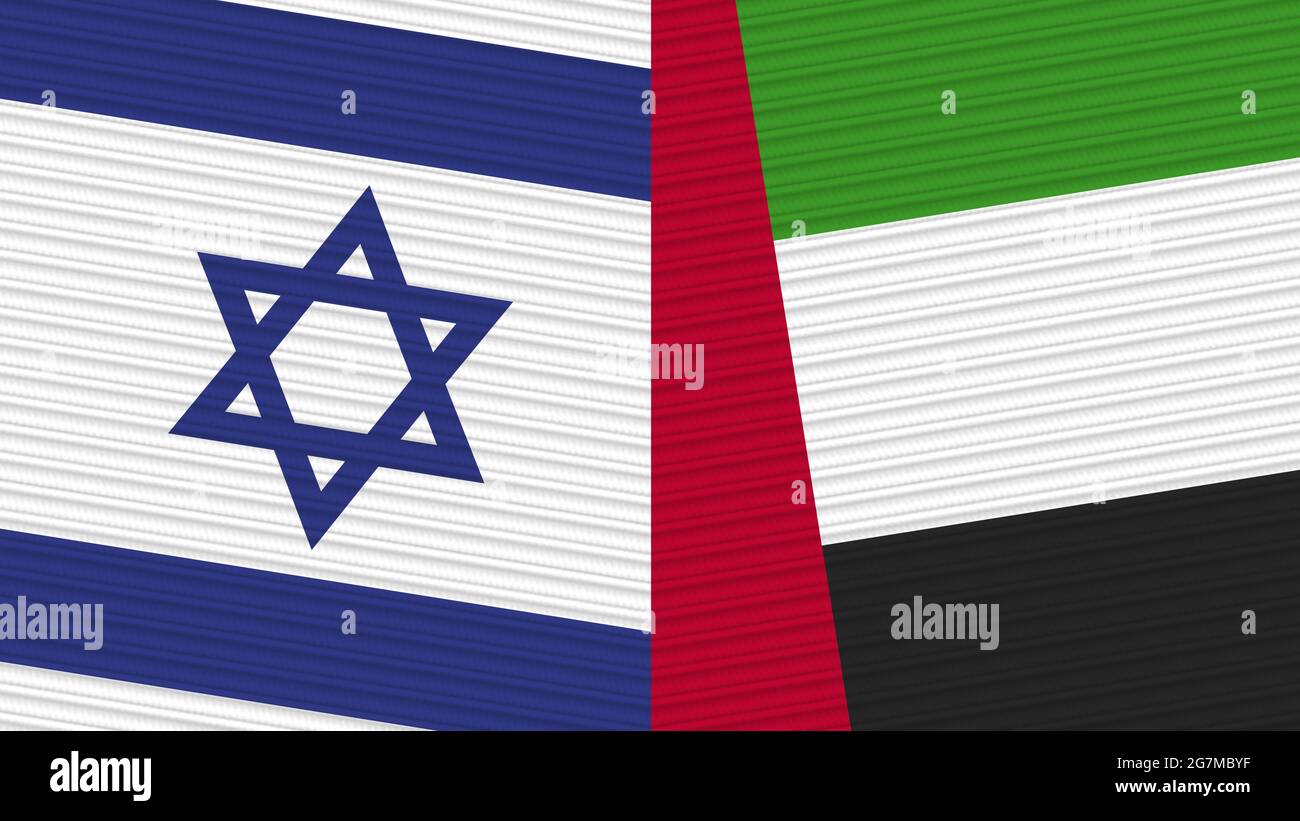 United Arap Emirates and Israel Two Half Flags Together Fabric Texture ...