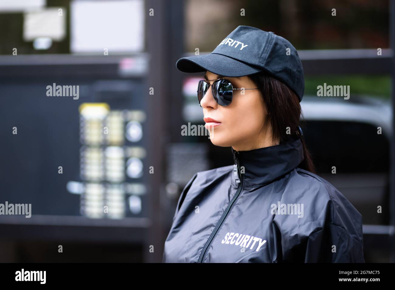 Security Guard Officer In Uniform. Guard Service Woman Standing Stock ...