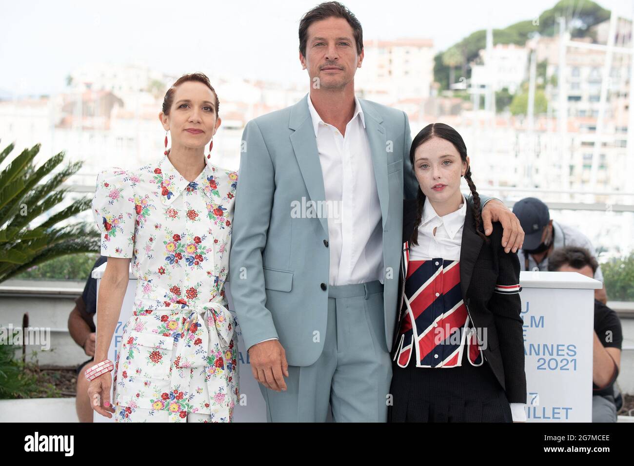 Cannes, France, 15th July 2021. Bree Elrod, Simon Rex and Suzanna Son ...