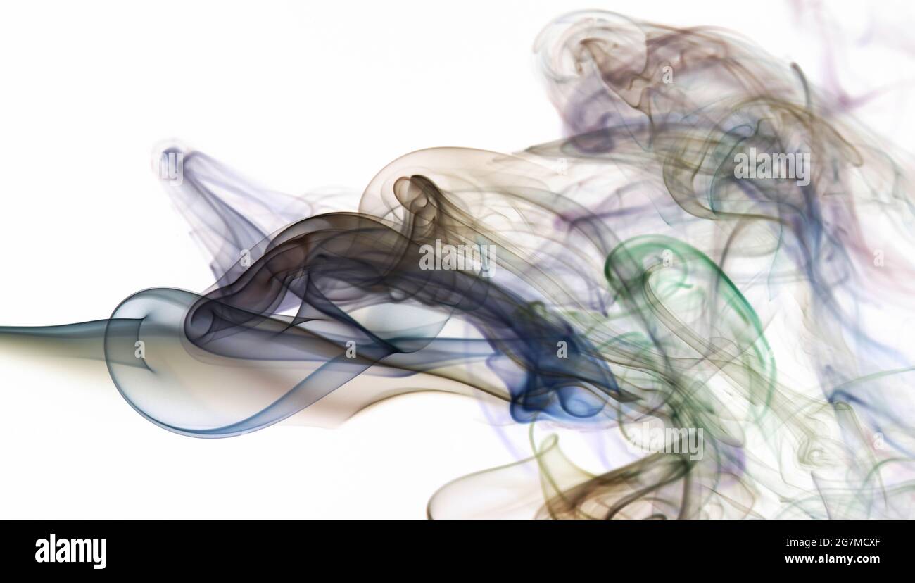 Colorful light smoke shape background isolated on white backdrop Stock ...