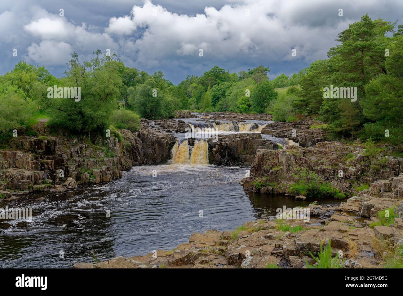 Low Force Waterfall in Teesdale County Durham Stock Photo - Alamy