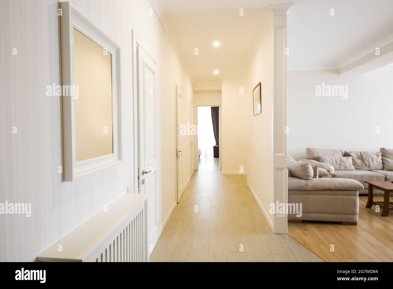 Living room interior with white walls Stock Photo - Alamy