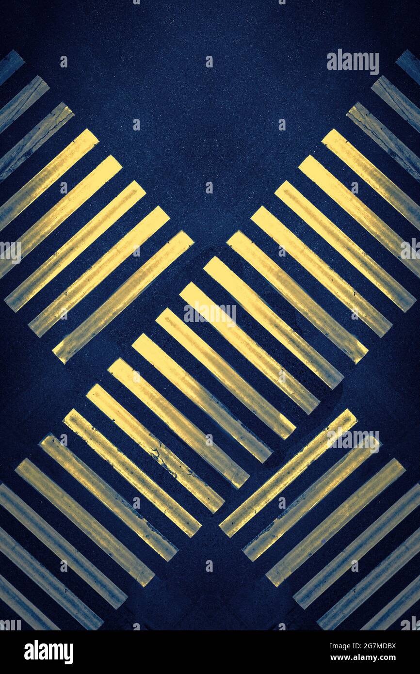 Crossing Yellow lanes of two pedestrian crossings at the crossroads in ...