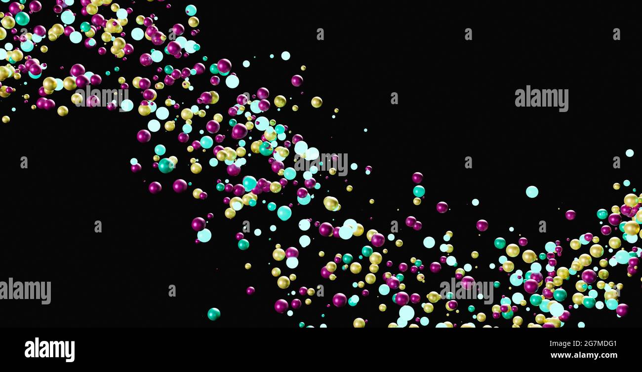 abstract background of brightly colored spheres in wave shape on black ...