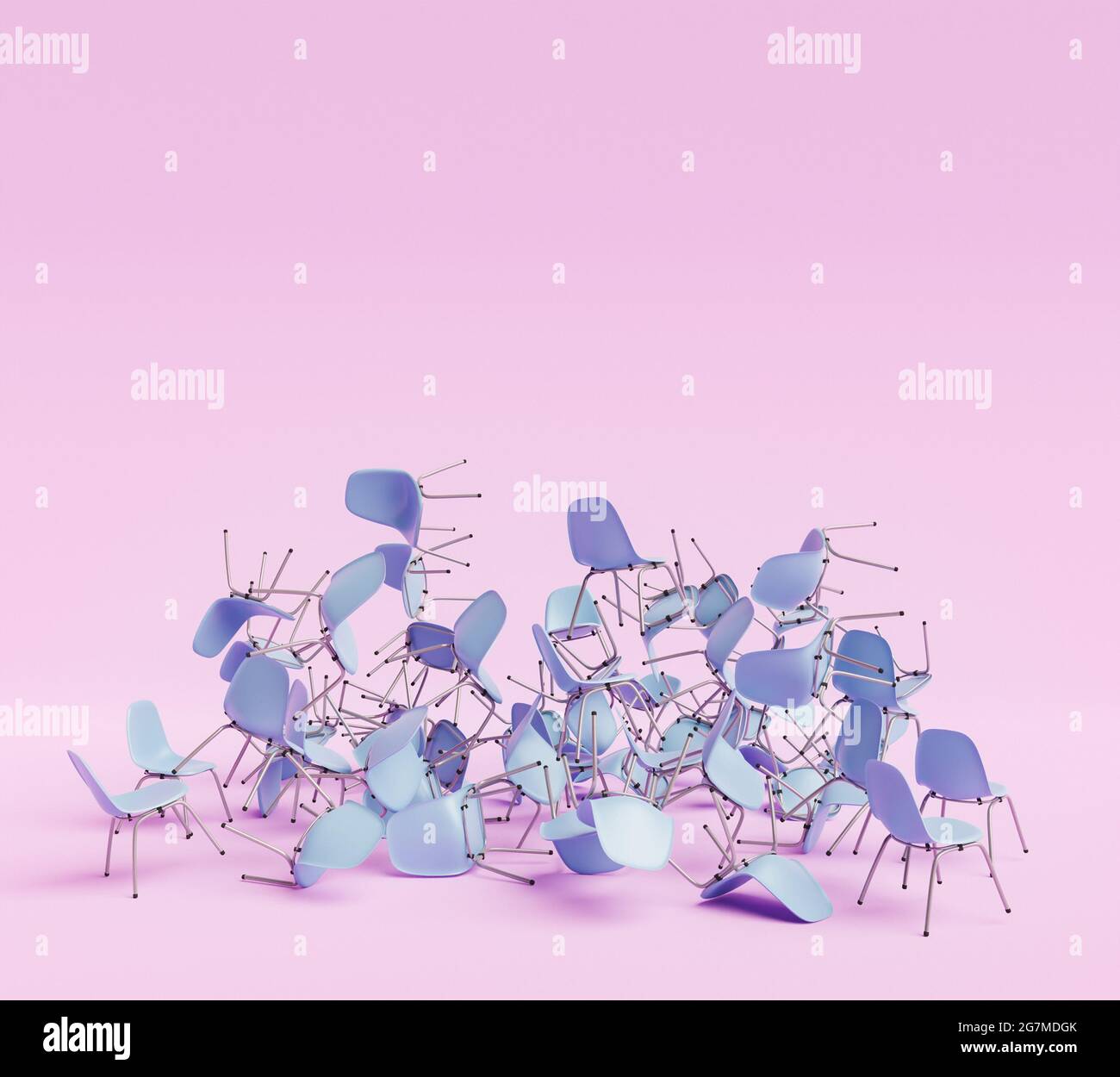 abstract background with mountain of messy chairs on pink background ...