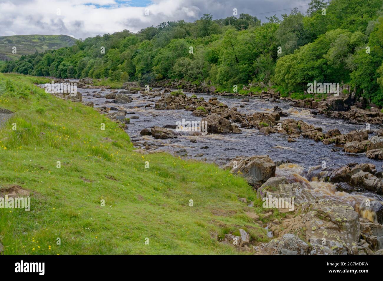 River Tees just before the High Force Waterfall in Teesdale County ...