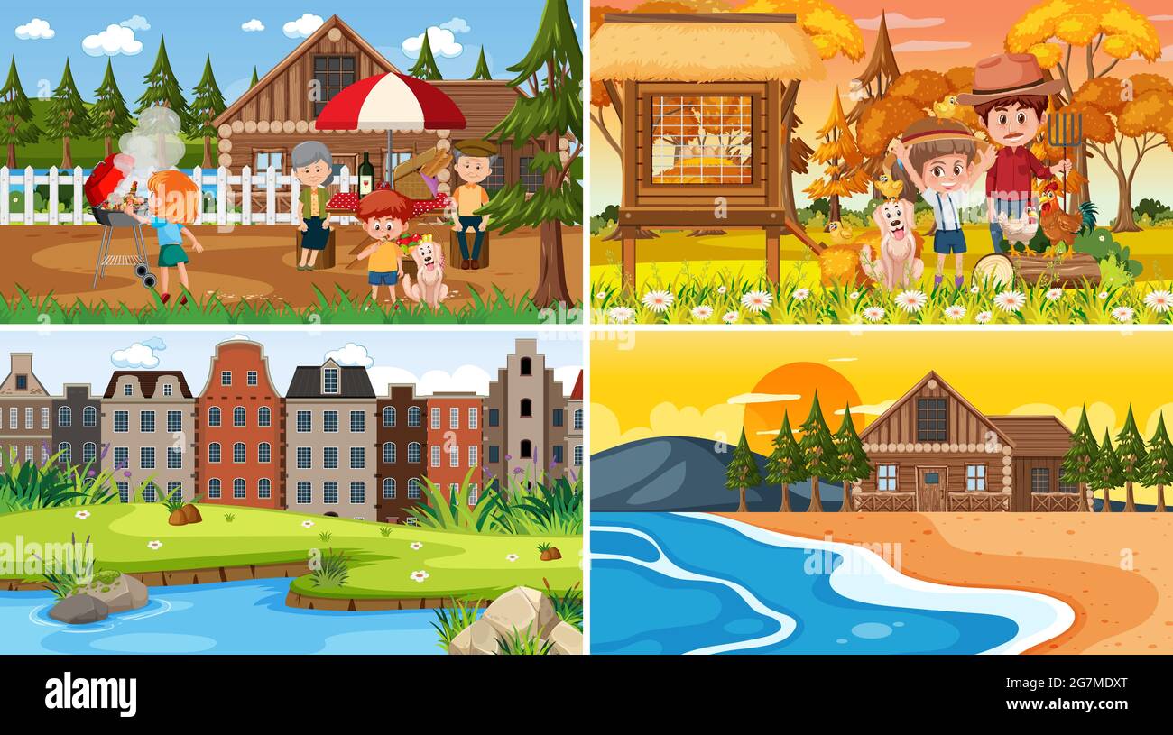 Many different scenes Stock Vector Images - Alamy