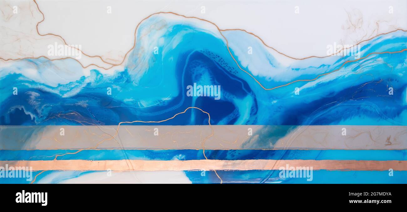 Part of original resin art, epoxy resin painting. Marble texture. Fluid ...