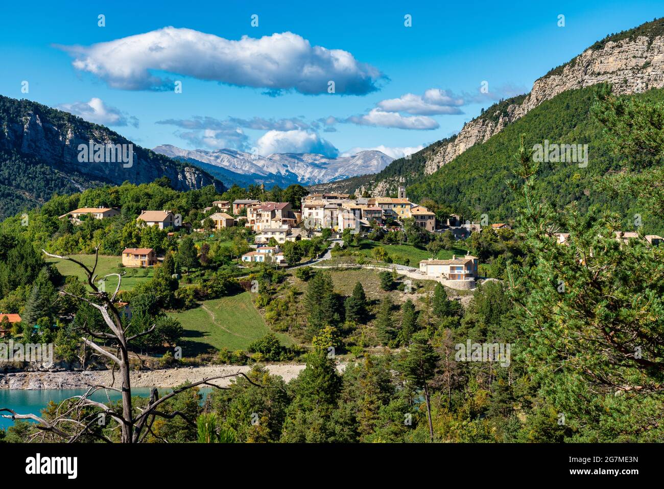 Village of Saint Julien du Verdon at Lac de Castillon in Provence ...