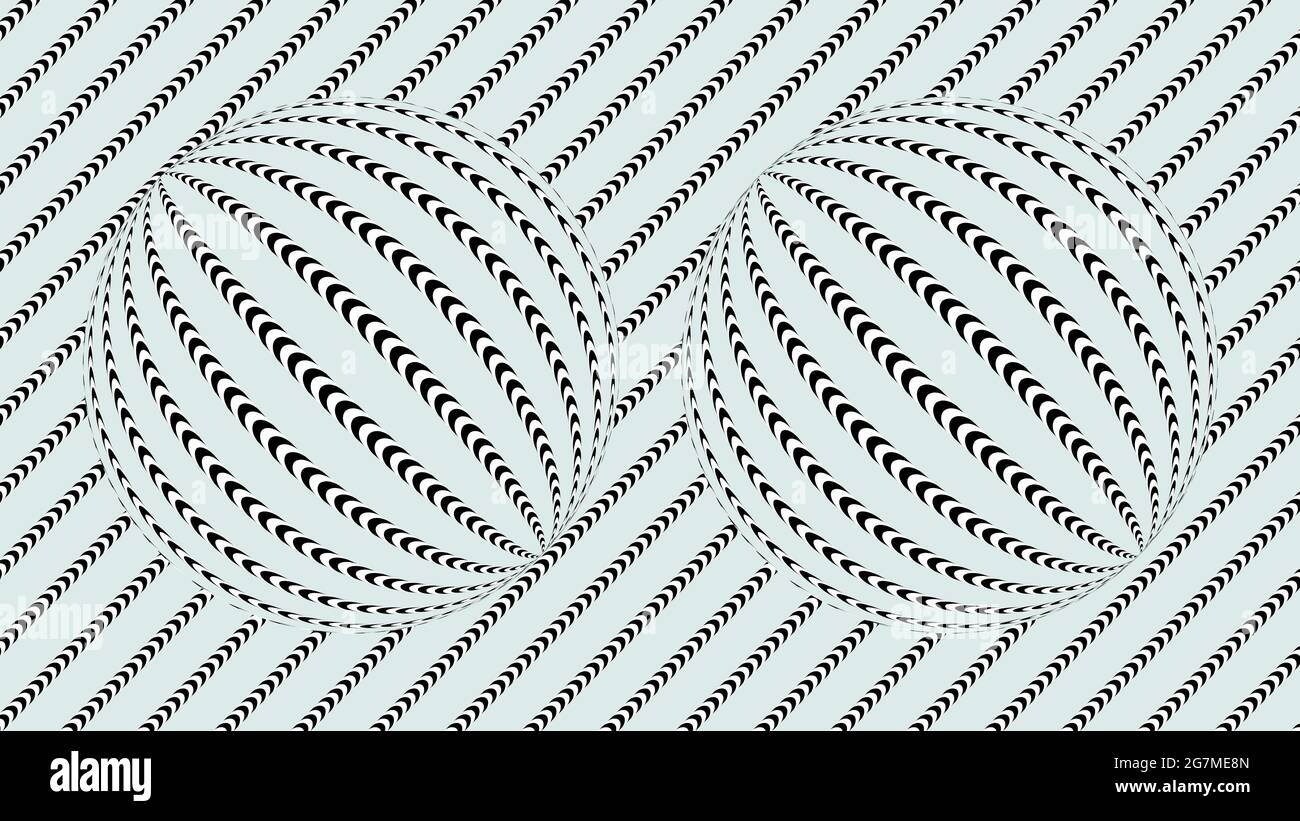Two Rotating spheres Striped Geometrical pattern. Double Optical ...