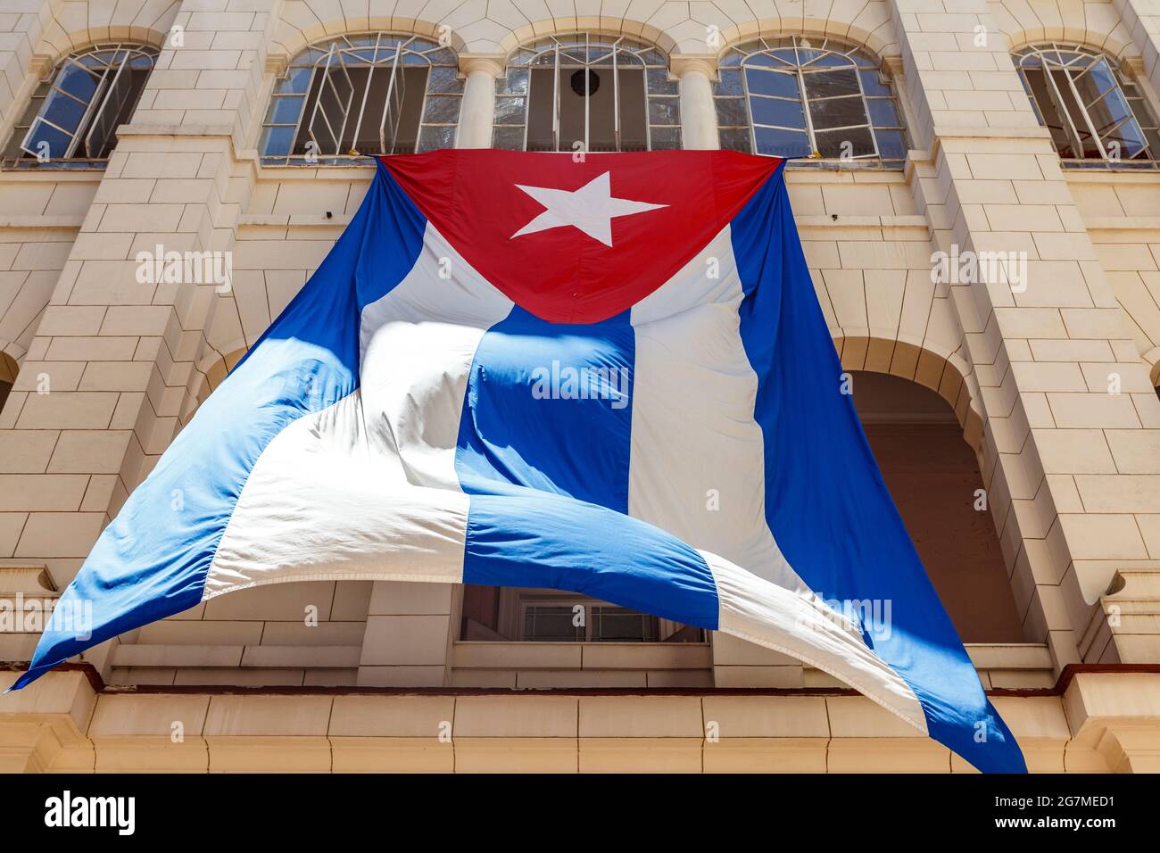 Big Cuban flag inside of the Museum of Revolution in Havana, Cuba ...