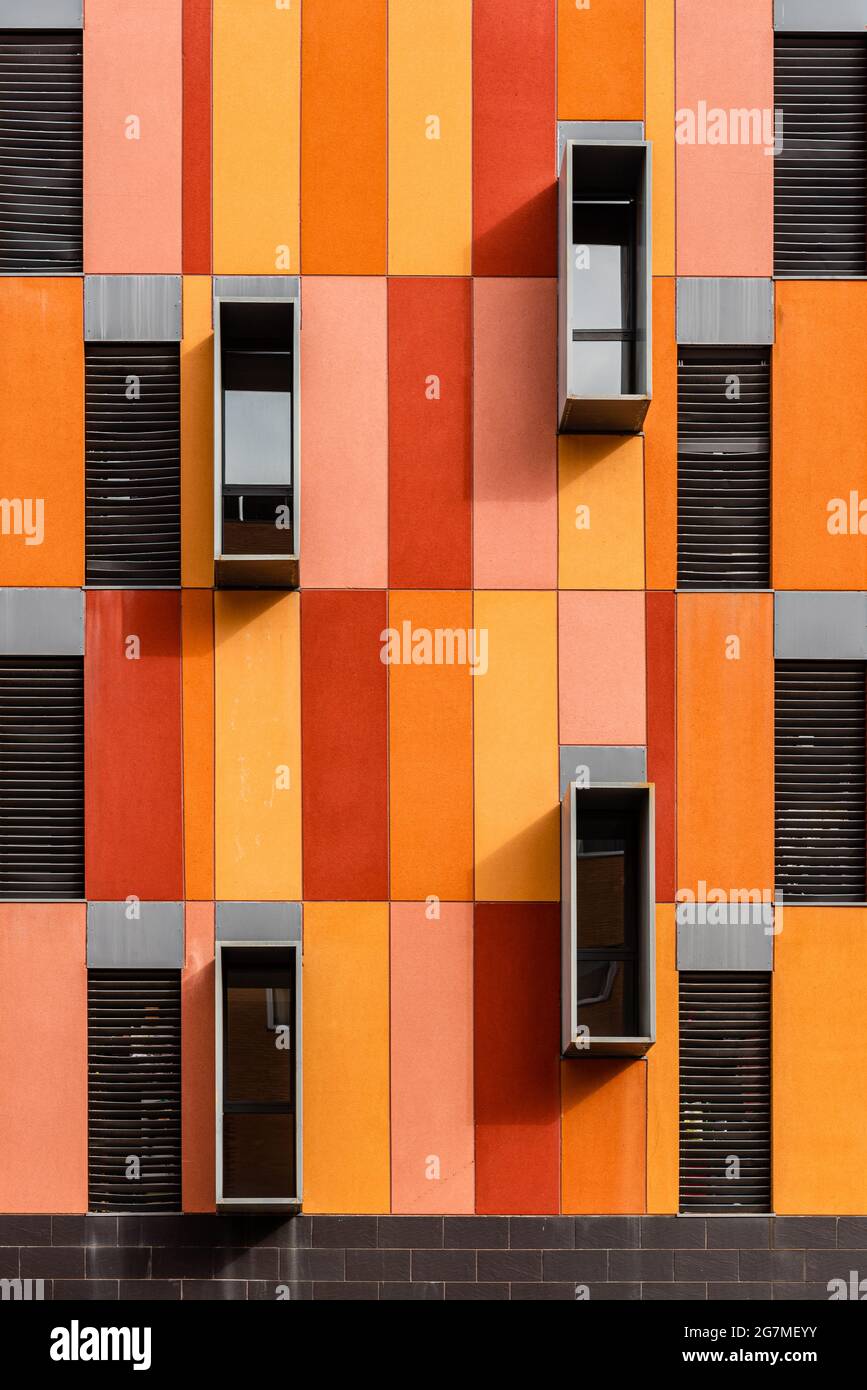 Madrid, Spain - March 7, 2021: Modern social housing in Ecobulevar area ...
