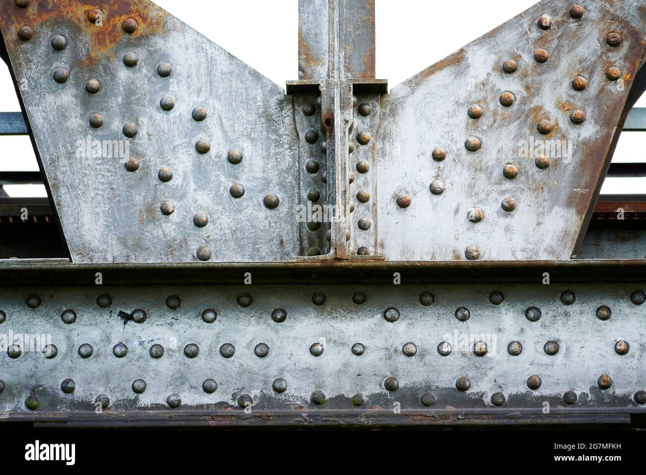 Close up of the metal structure of an old railway bridge in Germany ...