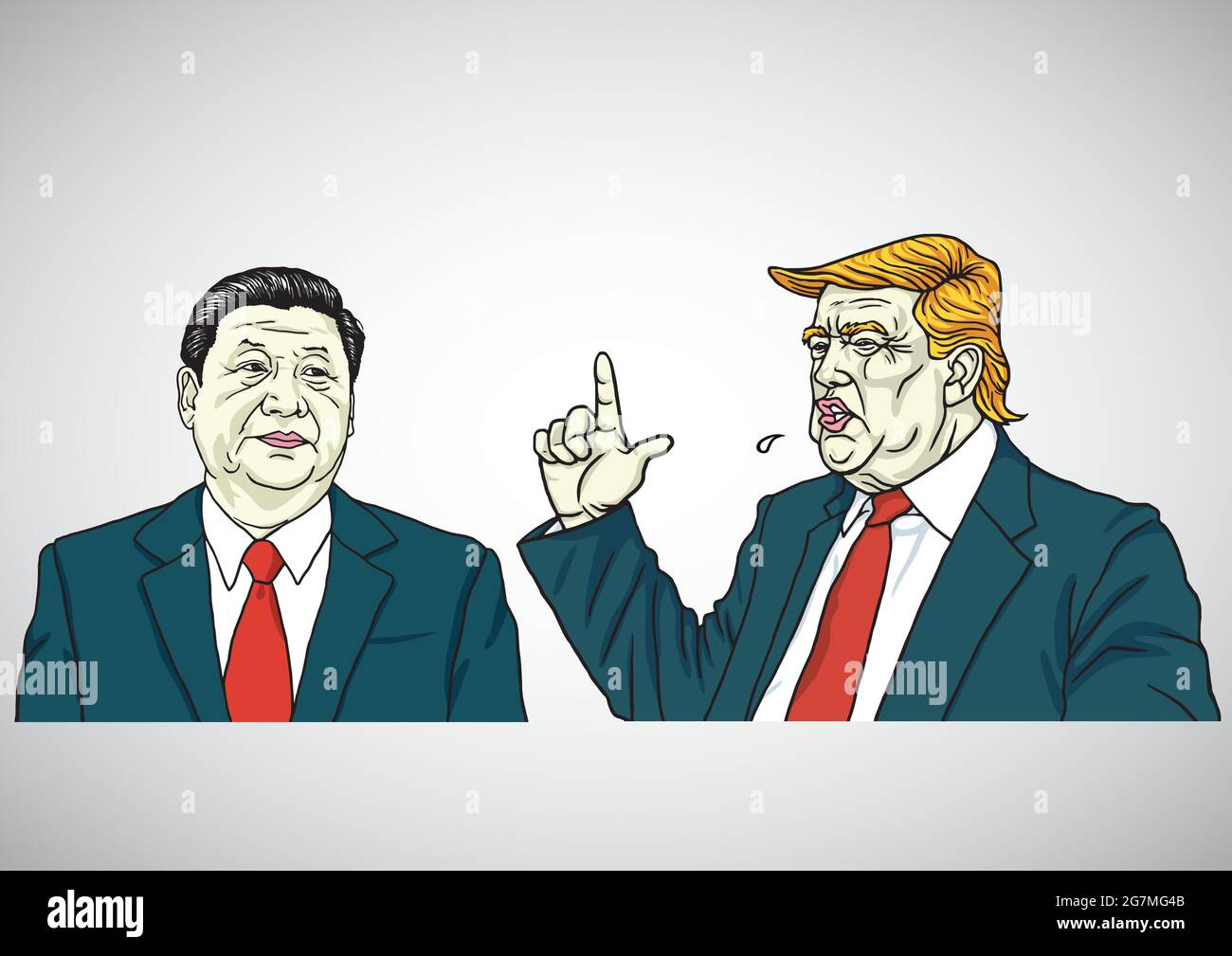 Donald Trump and Xi Jinping Cartoon Headshots Vector Illustration Stock ...