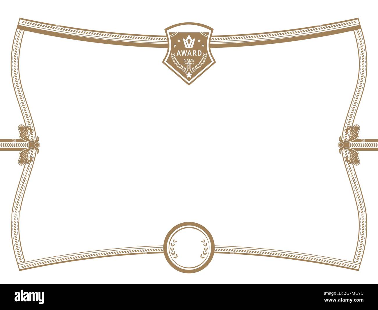 Curved ornamental frame for certificate. Vintage border for diploma and ...