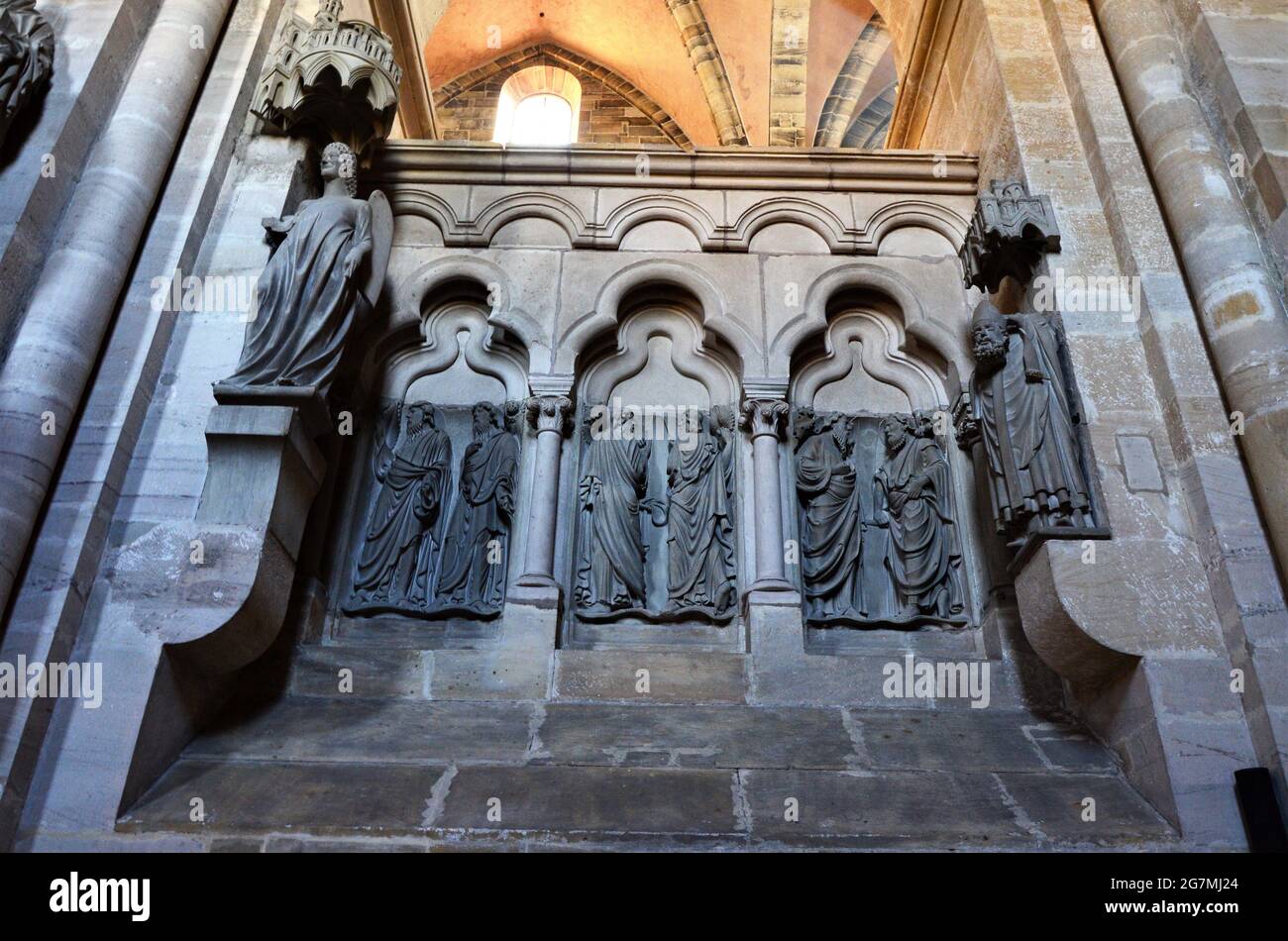 Bamberg, Germany: Interior of Bamberg Cathedral, a late Romanesque ...