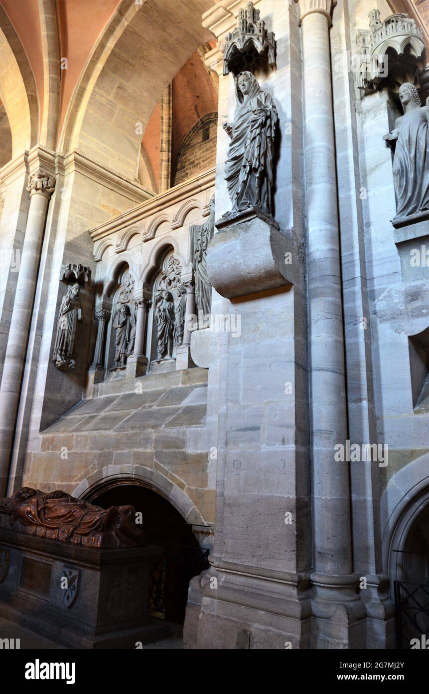 Bamberg, Germany: Interior of Bamberg Cathedral, a late Romanesque ...