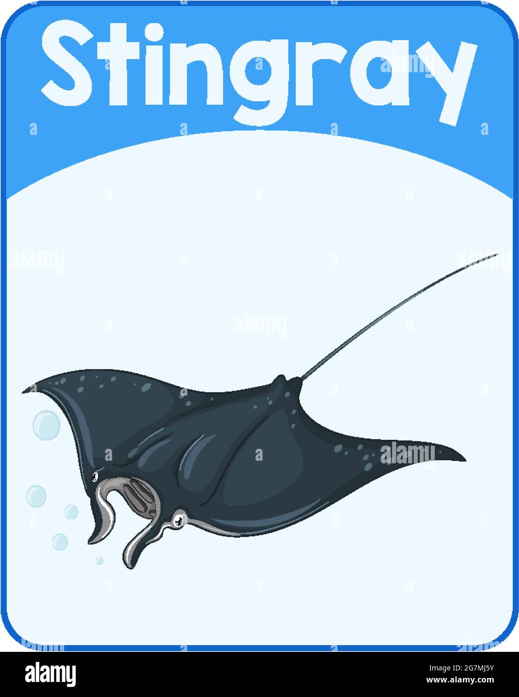 Educational English word card of Stingray illustration Stock Vector ...