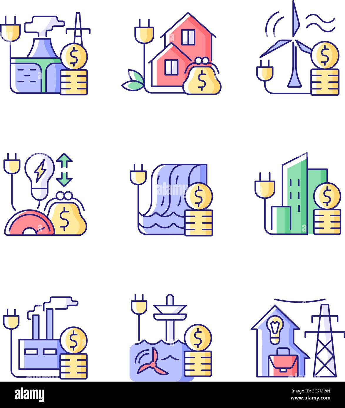 Energy prices RGB color icons set Stock Vector Image & Art - Alamy