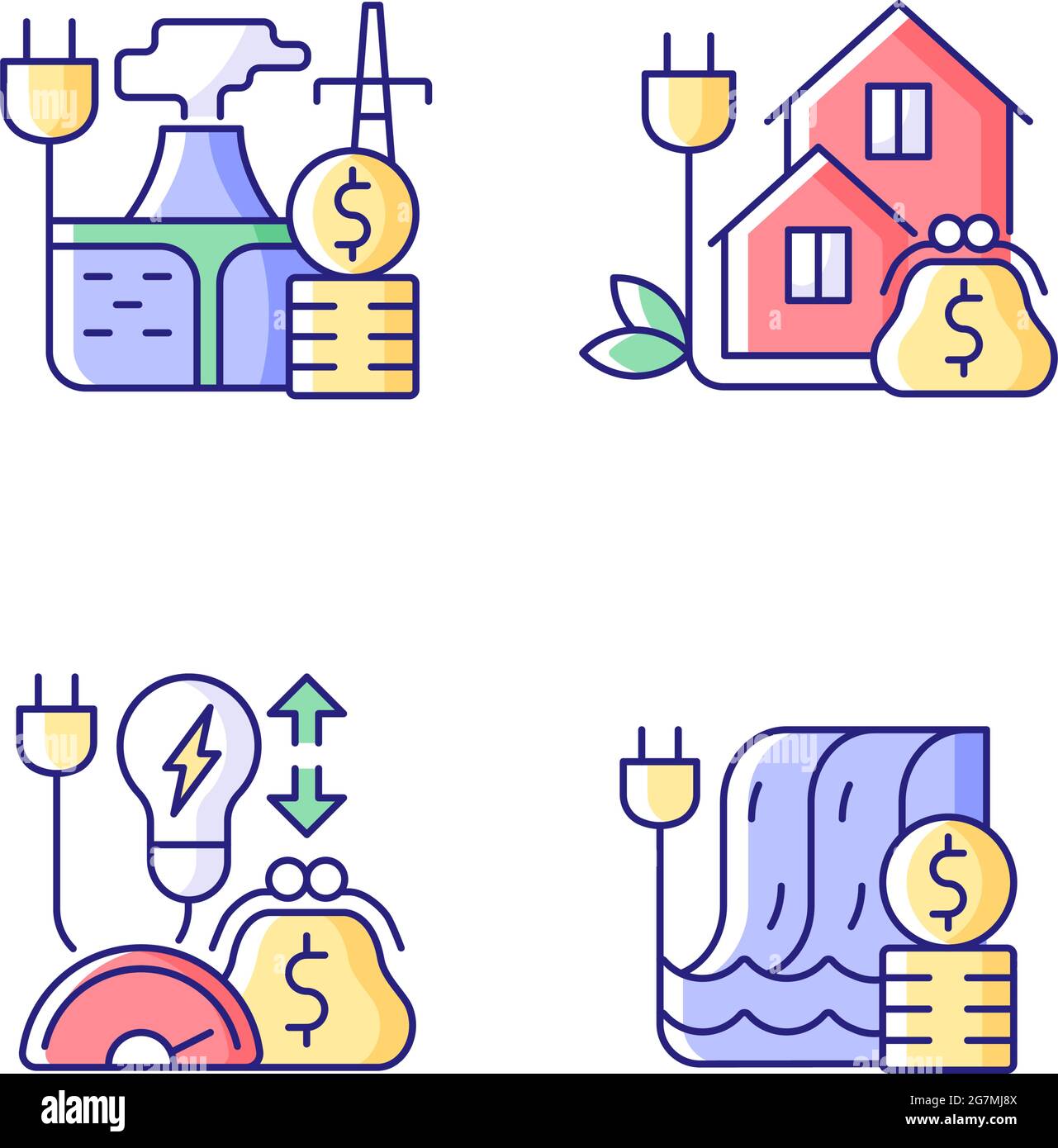Electrical power cost RGB color icons set Stock Vector Image & Art - Alamy