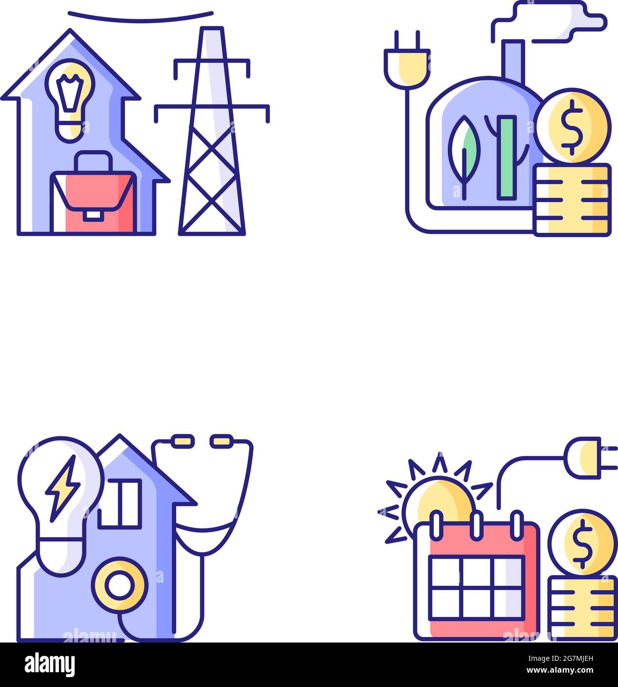 Electrical energy purchase RGB color icons set Stock Vector Image & Art ...