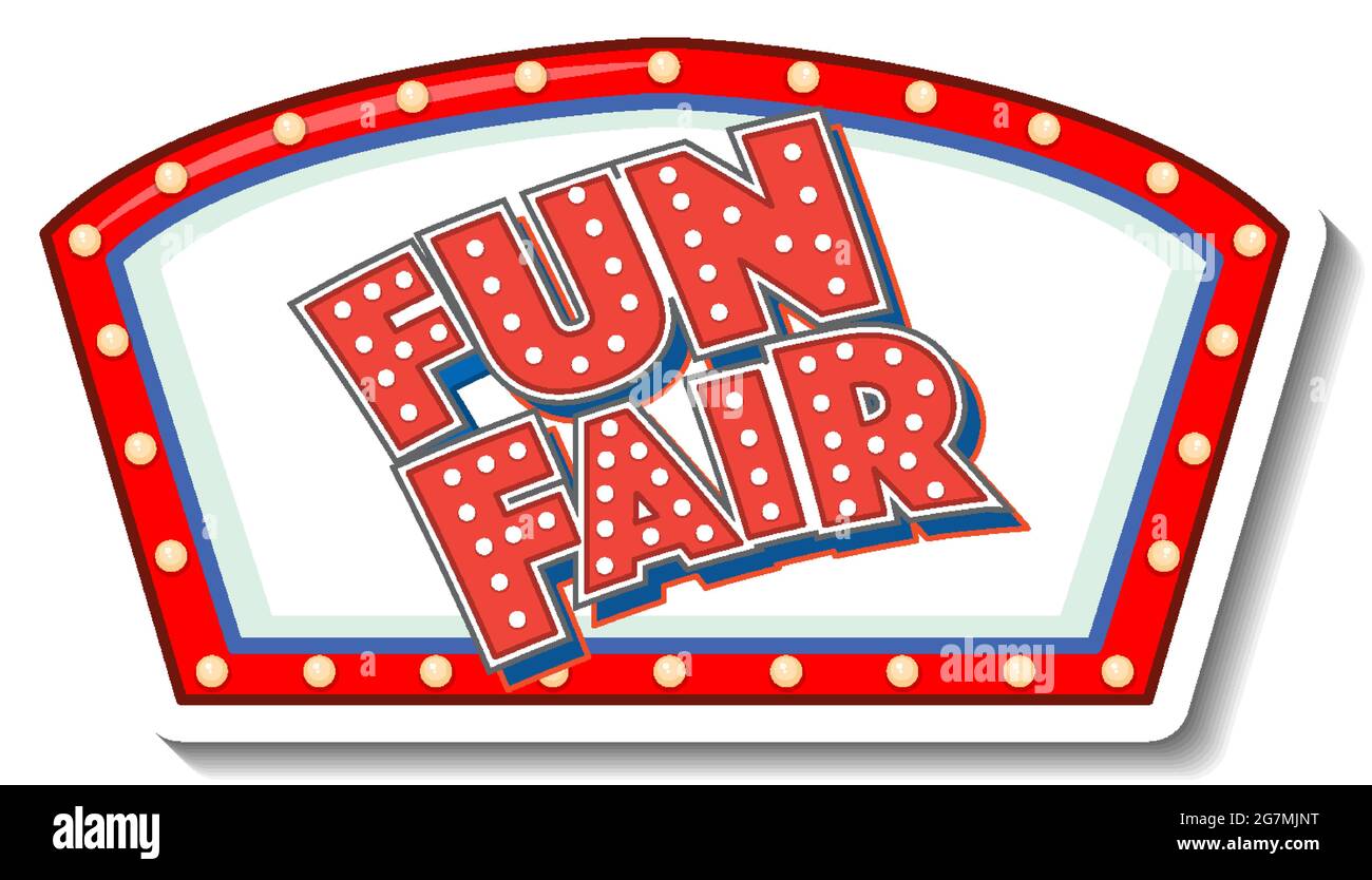 Sticker template with Funfair banner isolated illustration Stock Vector ...