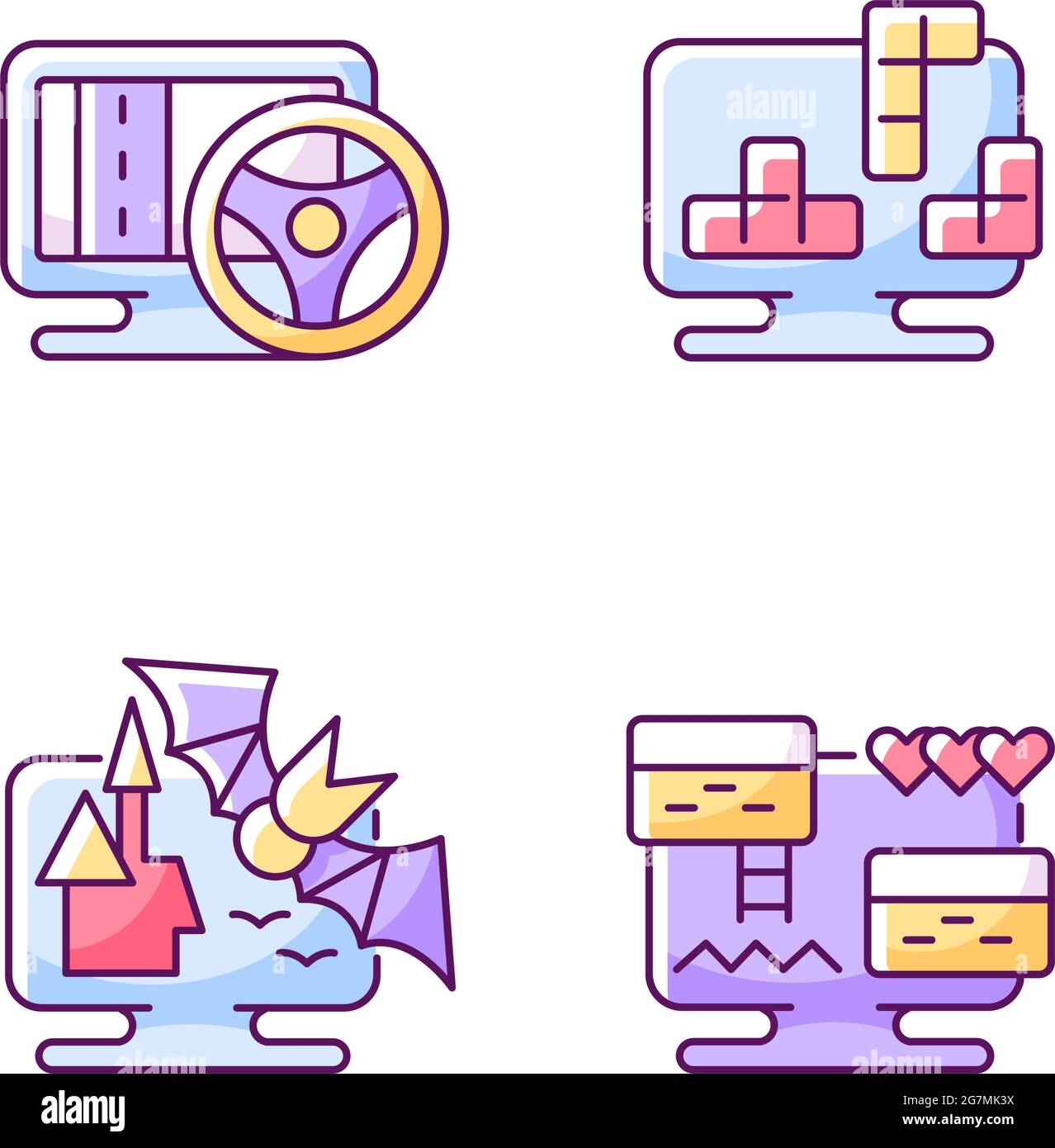 Life simulator games types RGB color icons set Stock Vector Image & Art ...