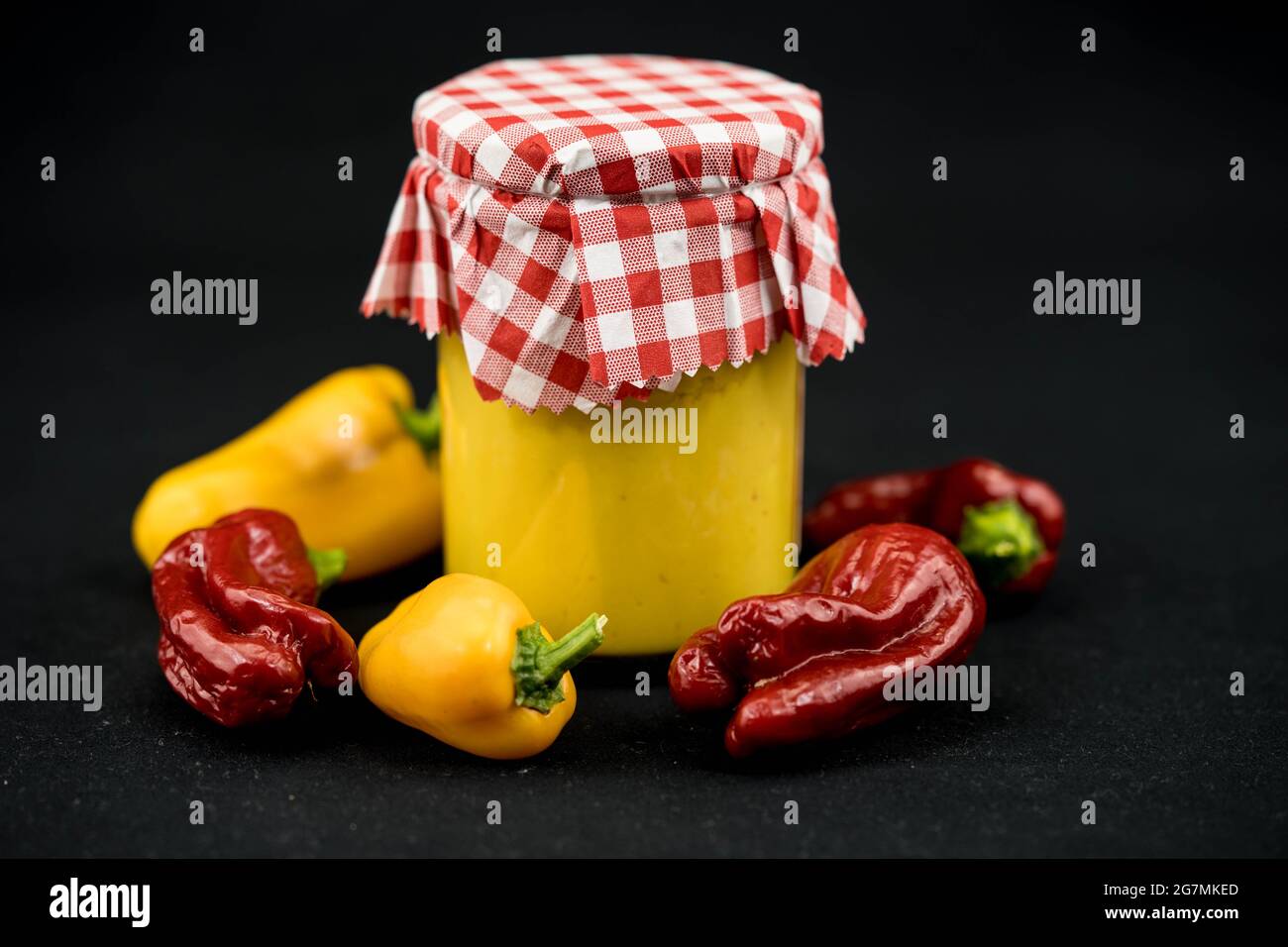 homemade extra hot mustard with chilli pepper Stock Photo - Alamy