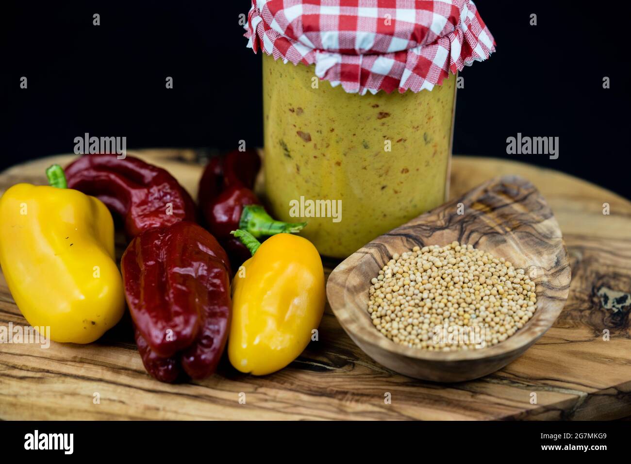 homemade extra hot mustard with chilli pepper Stock Photo - Alamy