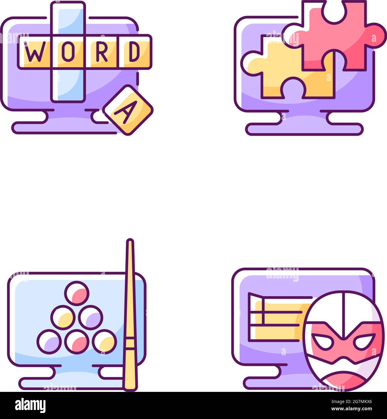 Intellectual game types RGB color icons set Stock Vector Image & Art ...