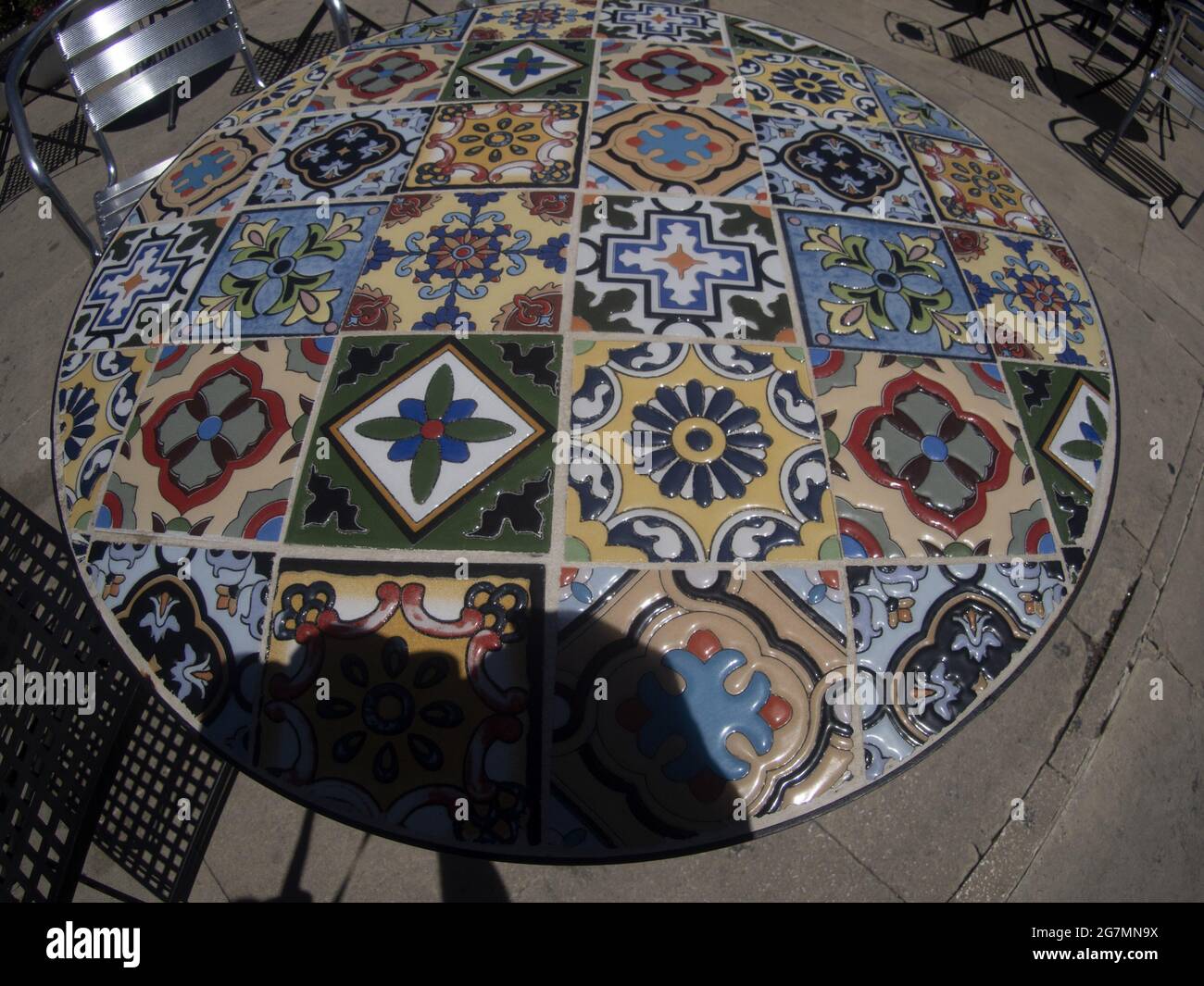 Sicilian artistic ceramic tiles table Stock Photo - Alamy