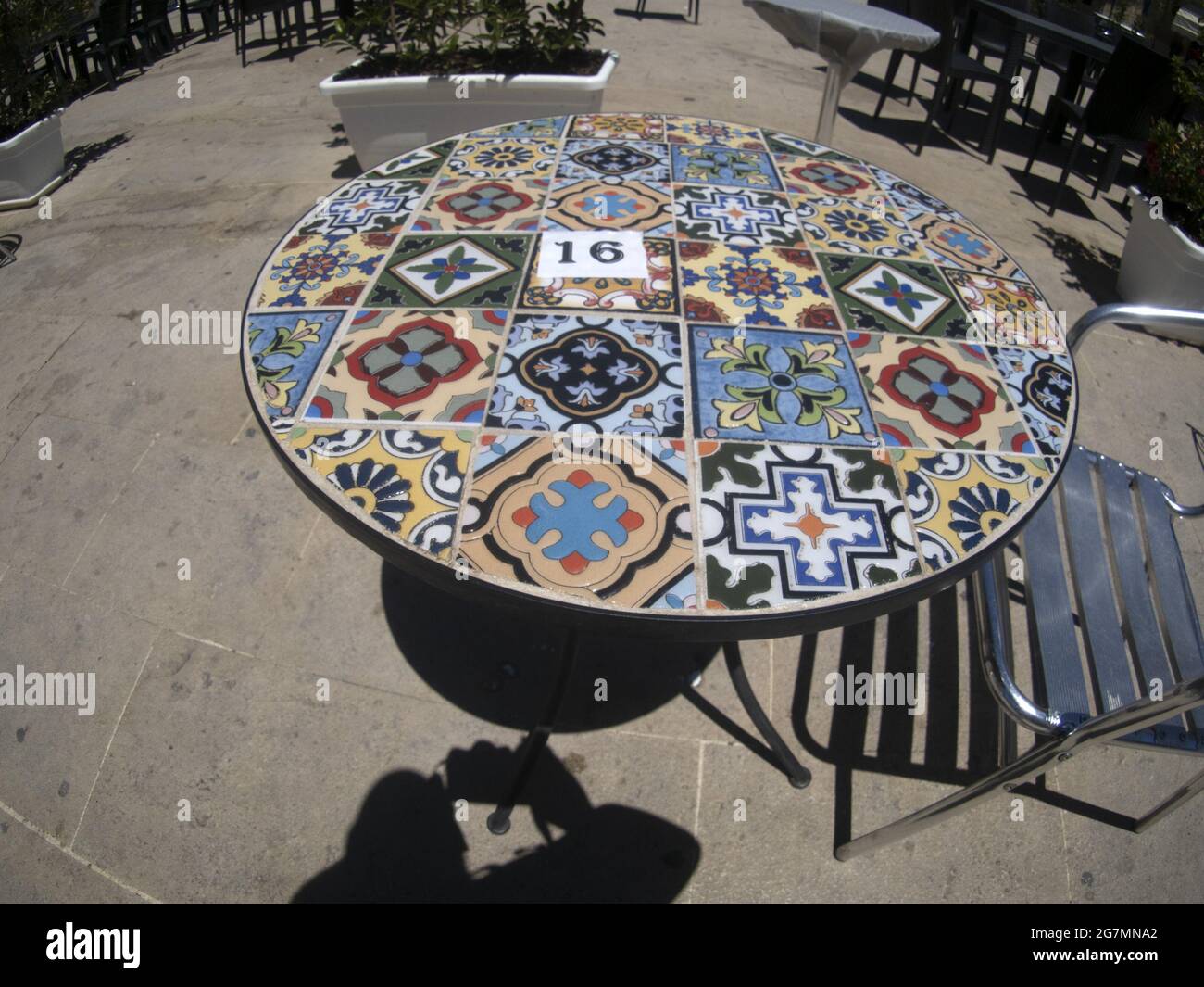 Sicilian artistic ceramic tiles table Stock Photo - Alamy