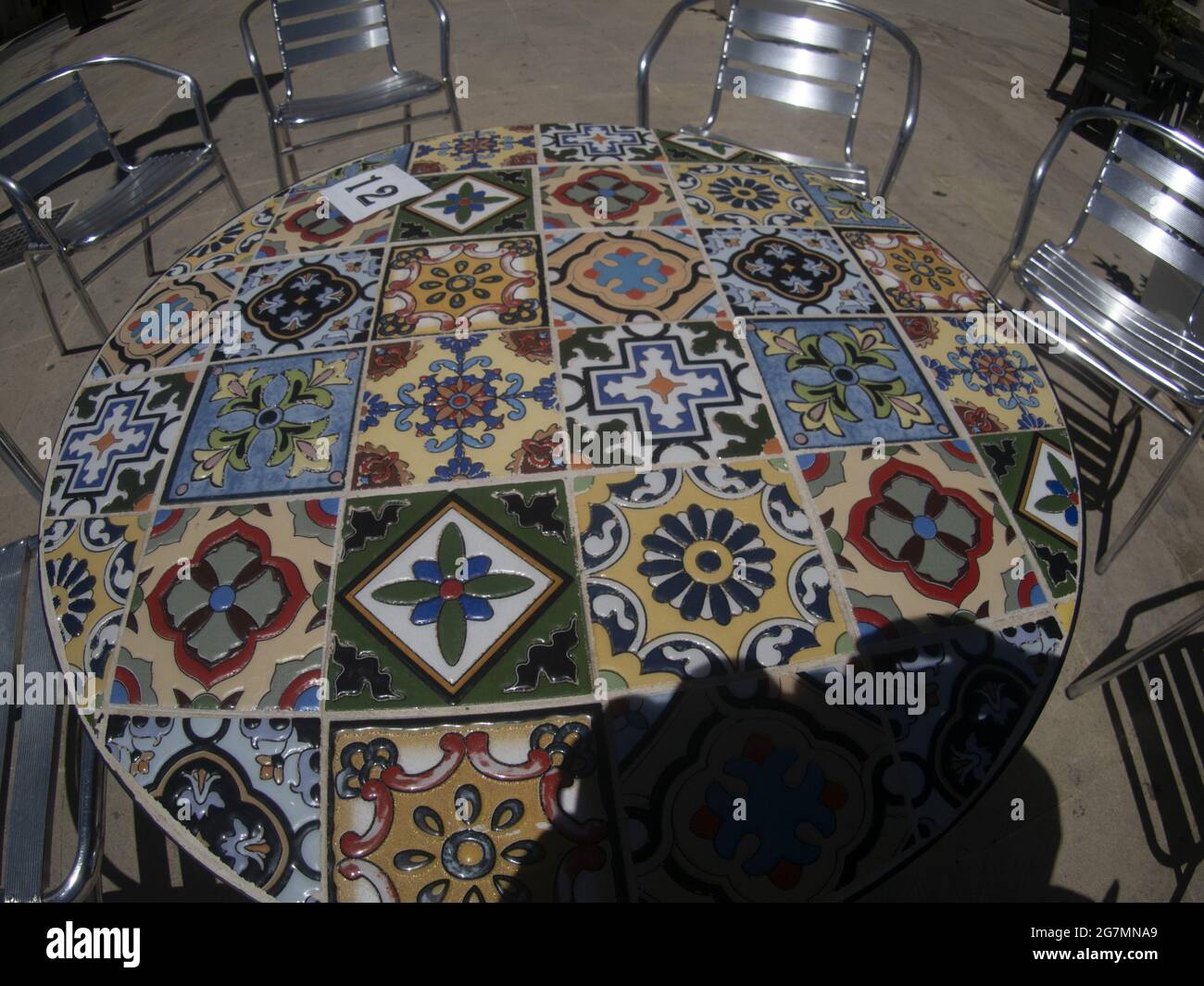 Sicilian artistic ceramic tiles table Stock Photo - Alamy