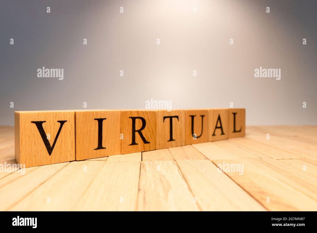 The word virtual was created from wooden cubes. Technology and life ...