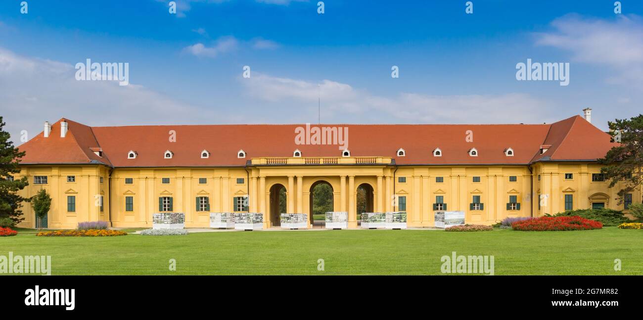 Panorama of the side wing of the historic castle in Lednice, Czech ...