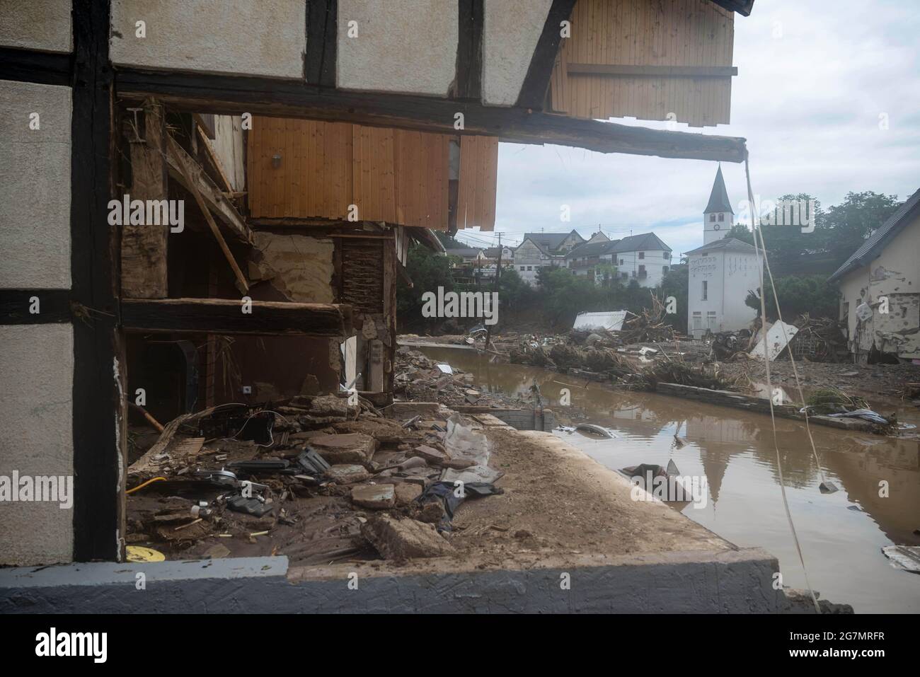 Schuld, Germany. 15th July, 2021. Part of a building in the village in ...