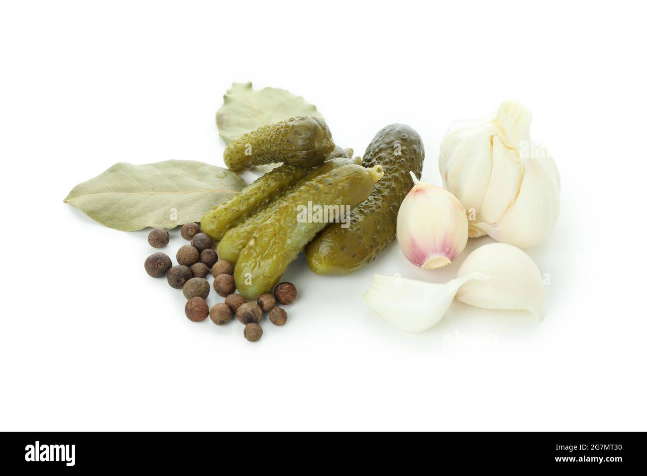 Fresh pickles and ingredients isolated on white background Stock Photo ...