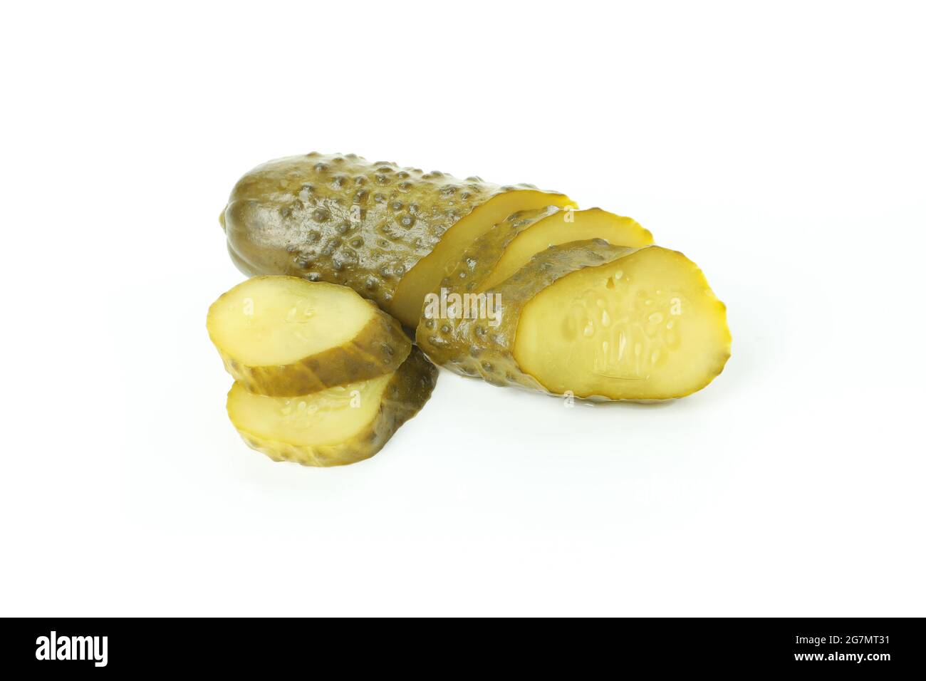 One chopped pickle isolated on white background Stock Photo - Alamy